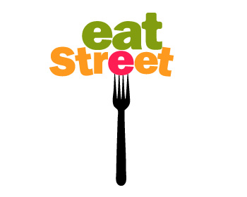 Eat Street Logo Street Food Pan Flame Typography For Restaurant Cafe